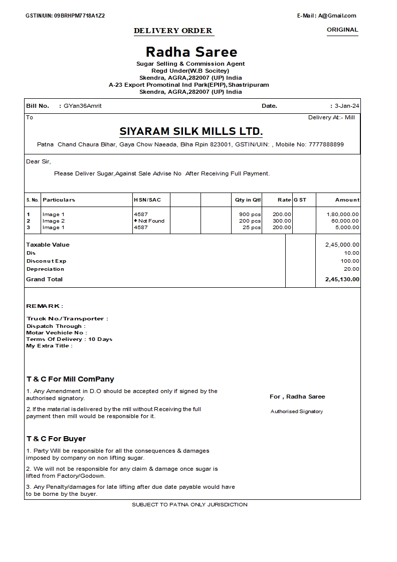 INVOICE CUSTAMIZATION TEMPLATE - GYANAMRIT TALLY TDL STORE